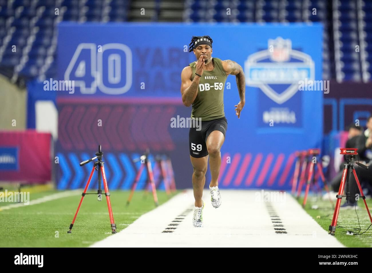 Ohio State defensive back Josh Proctor runs the 40-yard dash at the NFL ...