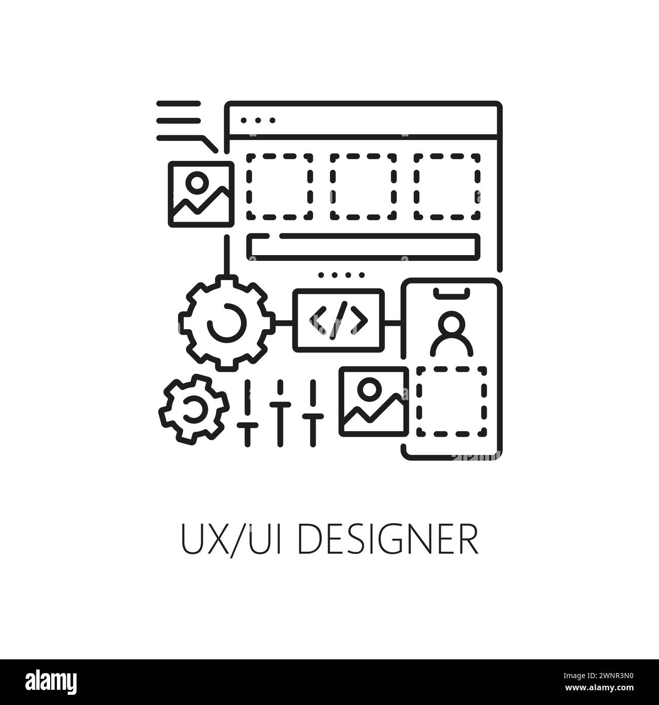 UX and UI designer, IT specialist icon for mobile app or user interface ...