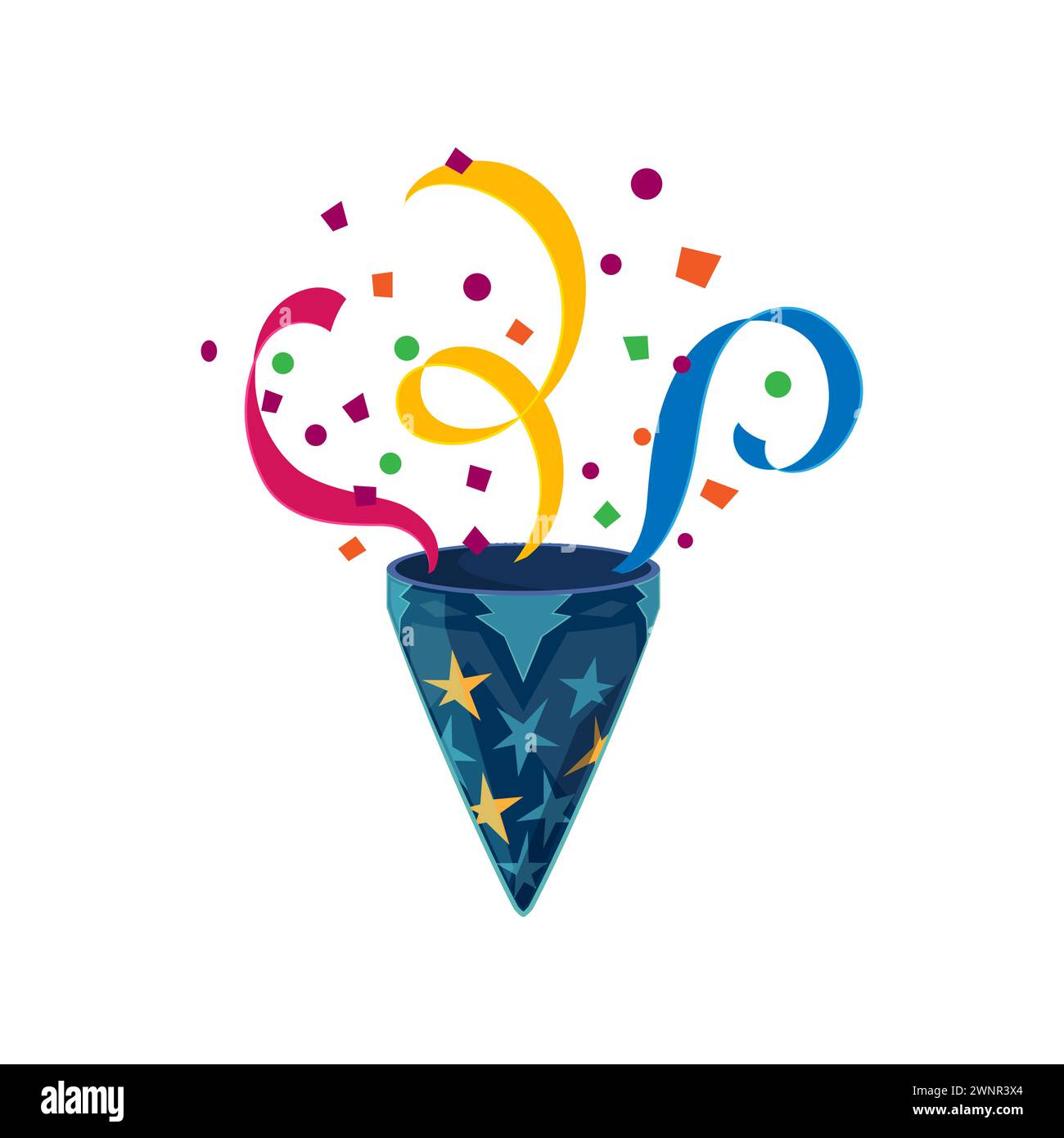 Holiday birthday party popper striped cone, firecracker with confetti ...
