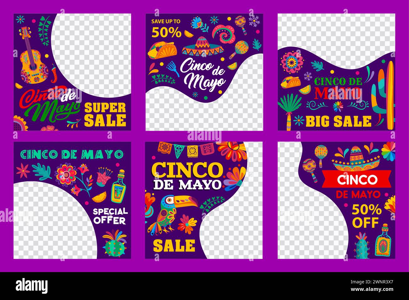 Cinco de Mayo mexican holiday big sale special offer banners templates ...