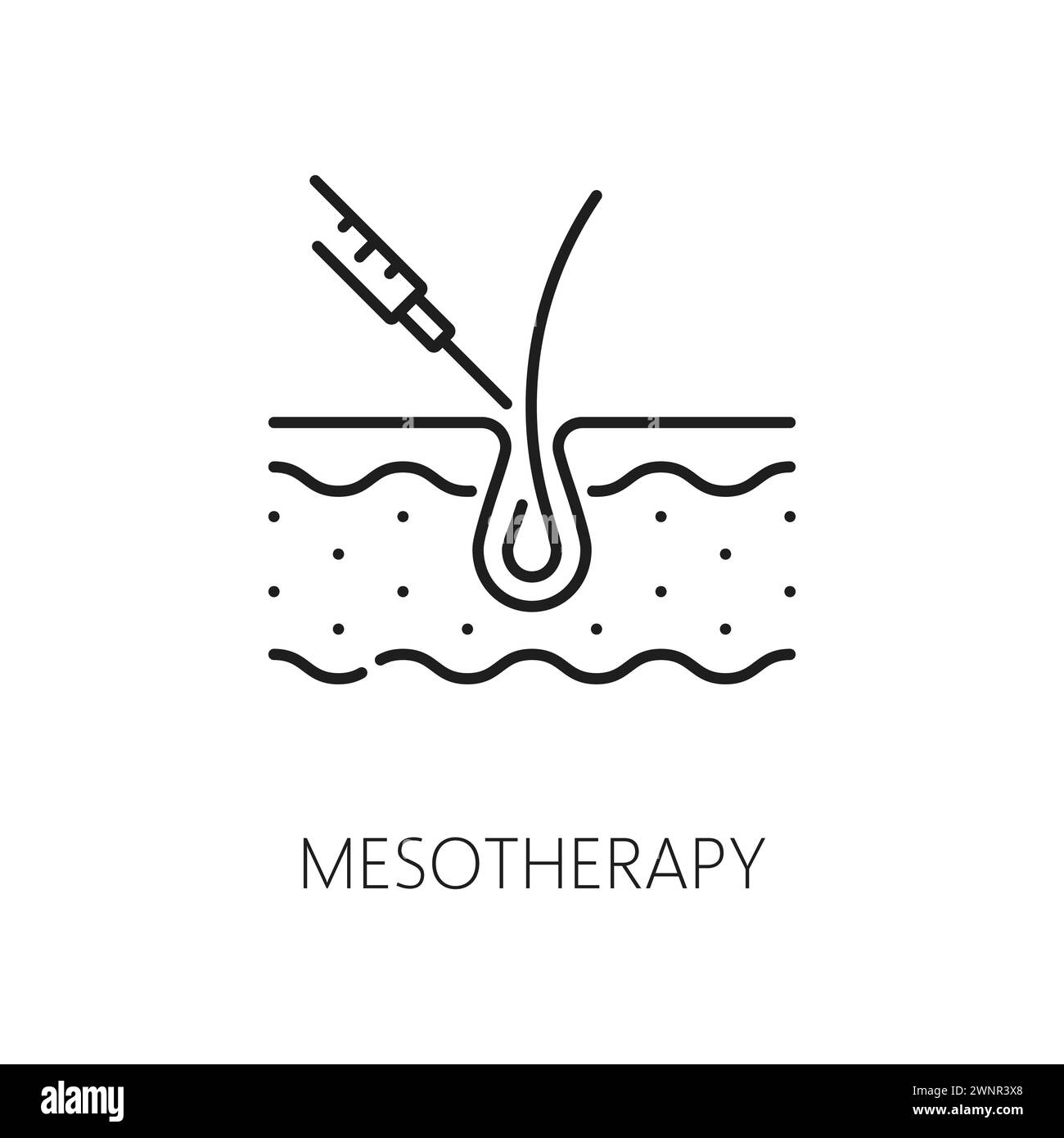 Mesotherapy treatment and hair care outline icon. Haircare cosmetology ...