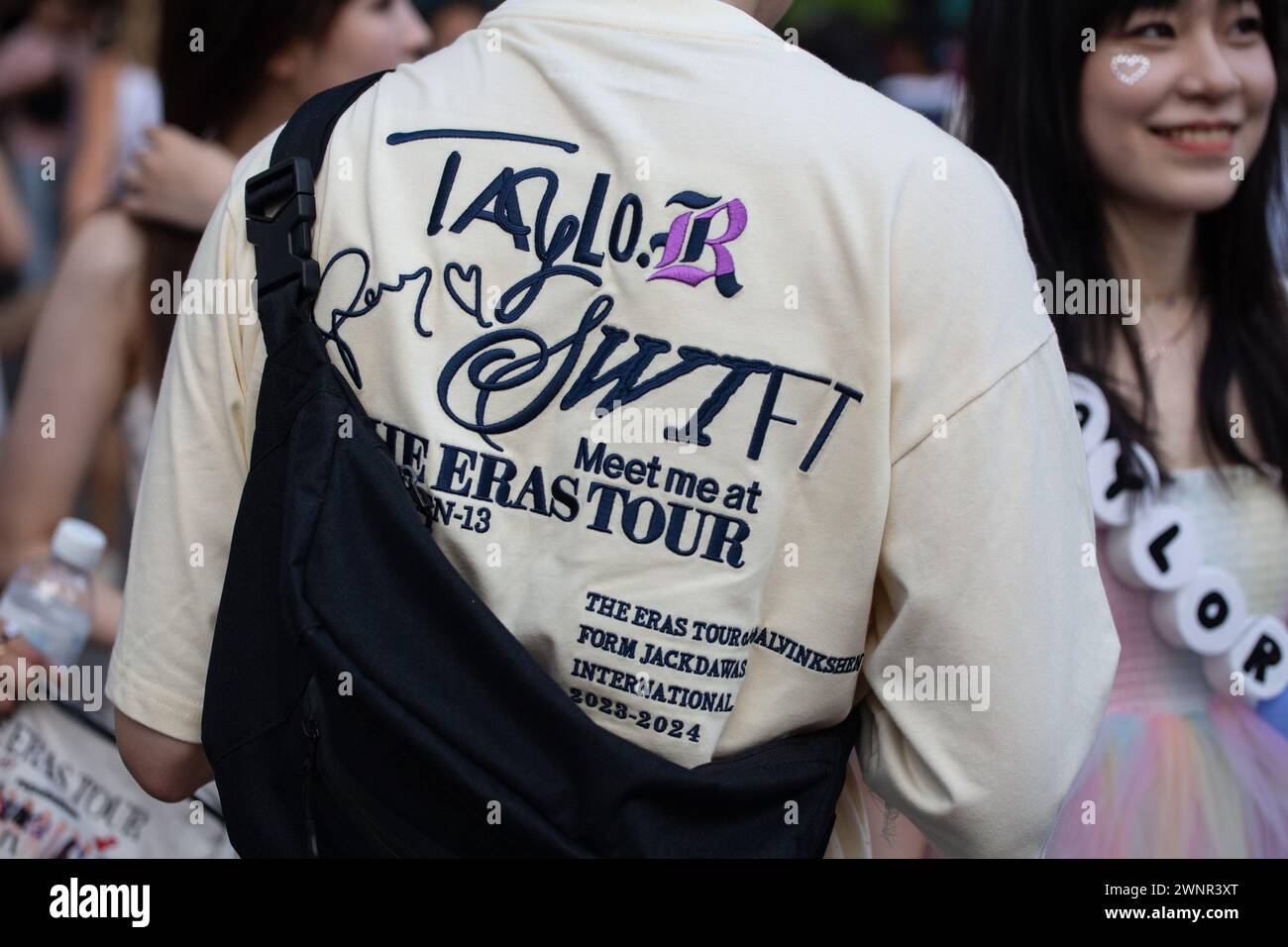 2 March 2024. Back view of a supporter wears Taylor Swift The Eras Tour ...