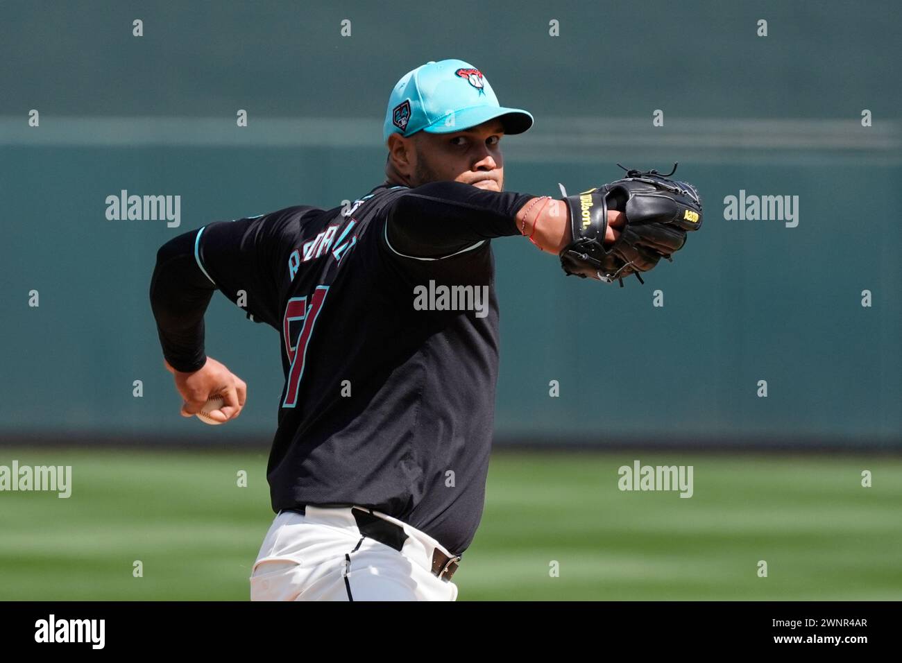 Arizona Diamondbacks starting pitcher Eduardo Rodriguez warms up prior ...