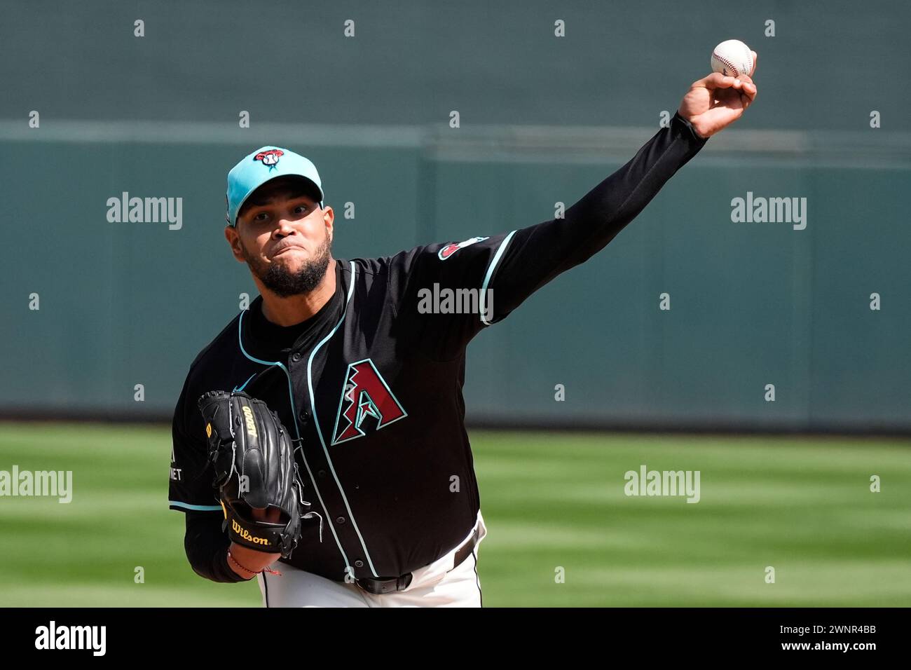 Arizona Diamondbacks starting pitcher Eduardo Rodriguez warms up prior ...