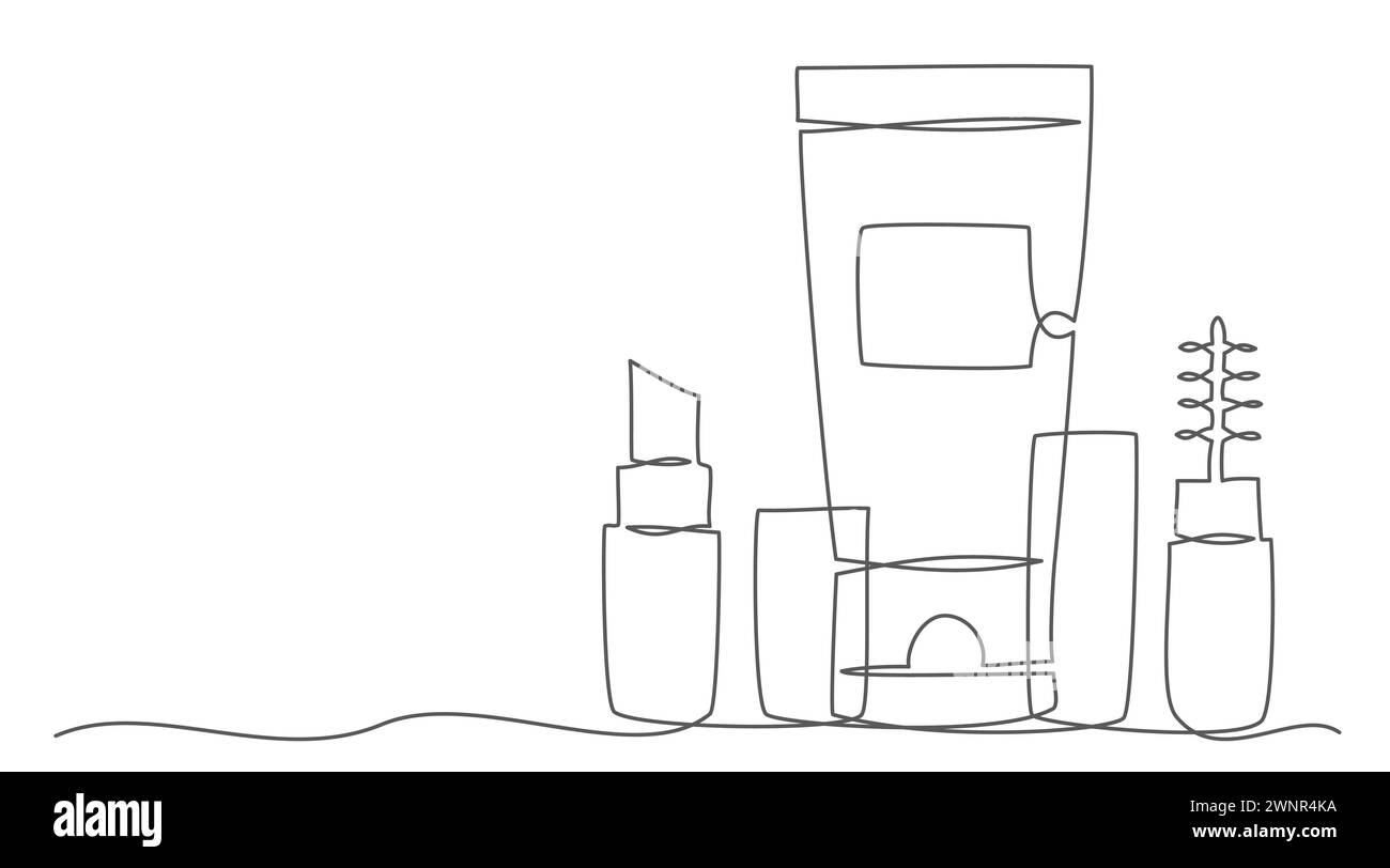 Cosmetic One line drawing isolated on white background Stock Vector ...