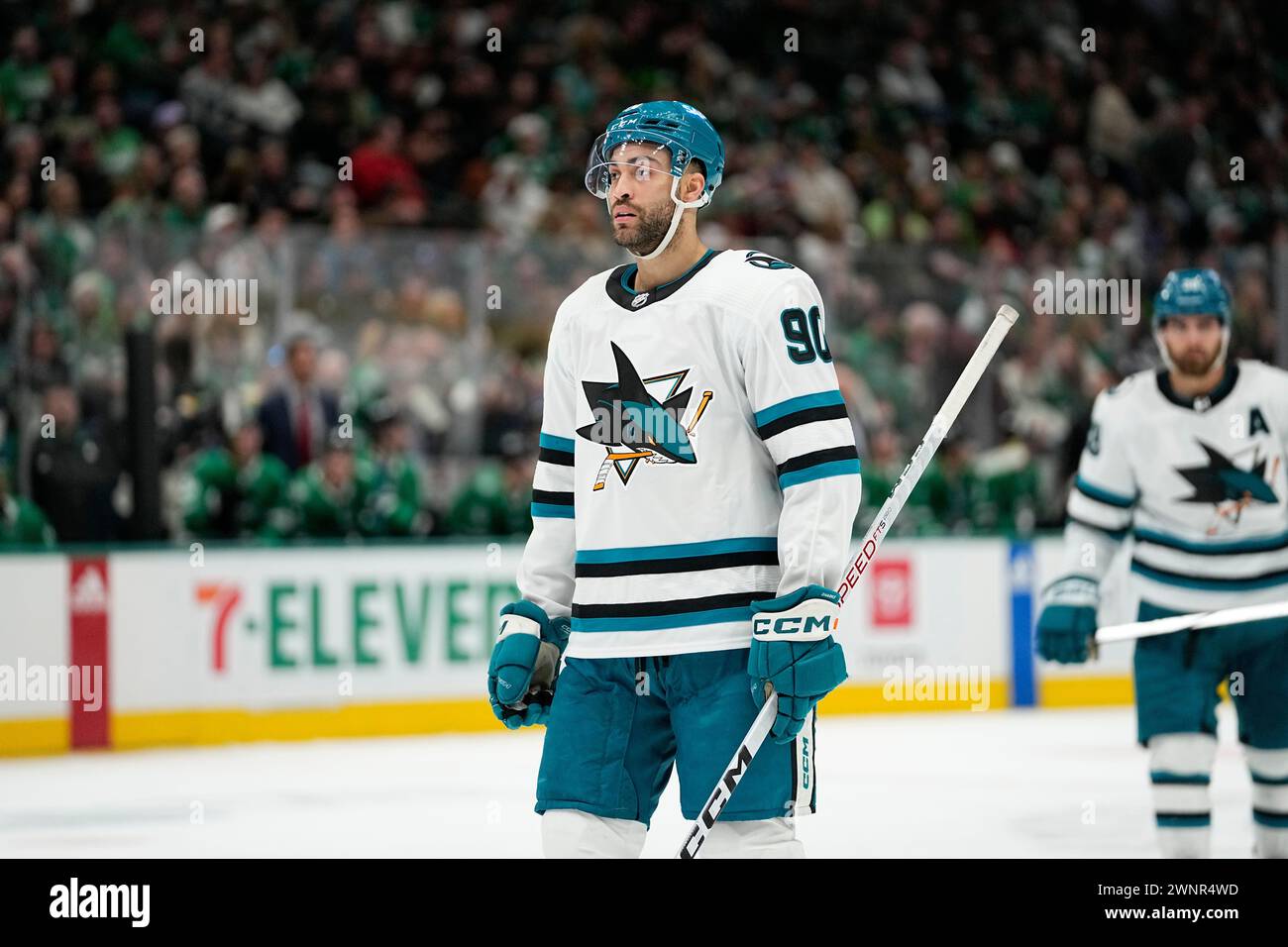 San Jose Sharks right wing Justin Bailey skates on the ice before a ...
