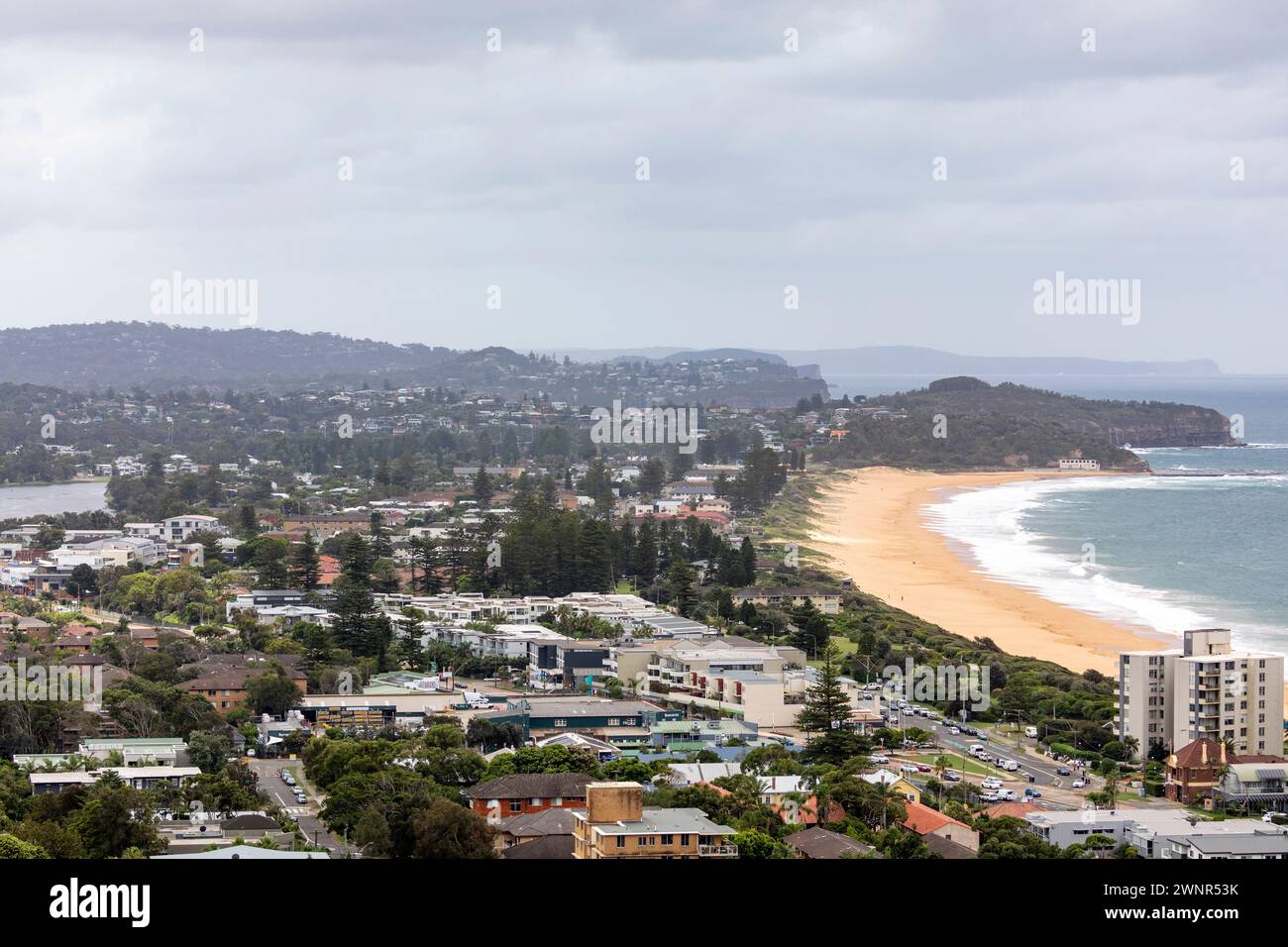 Collaroy suburb of Sydney on the northern beaches and aerial view of ...