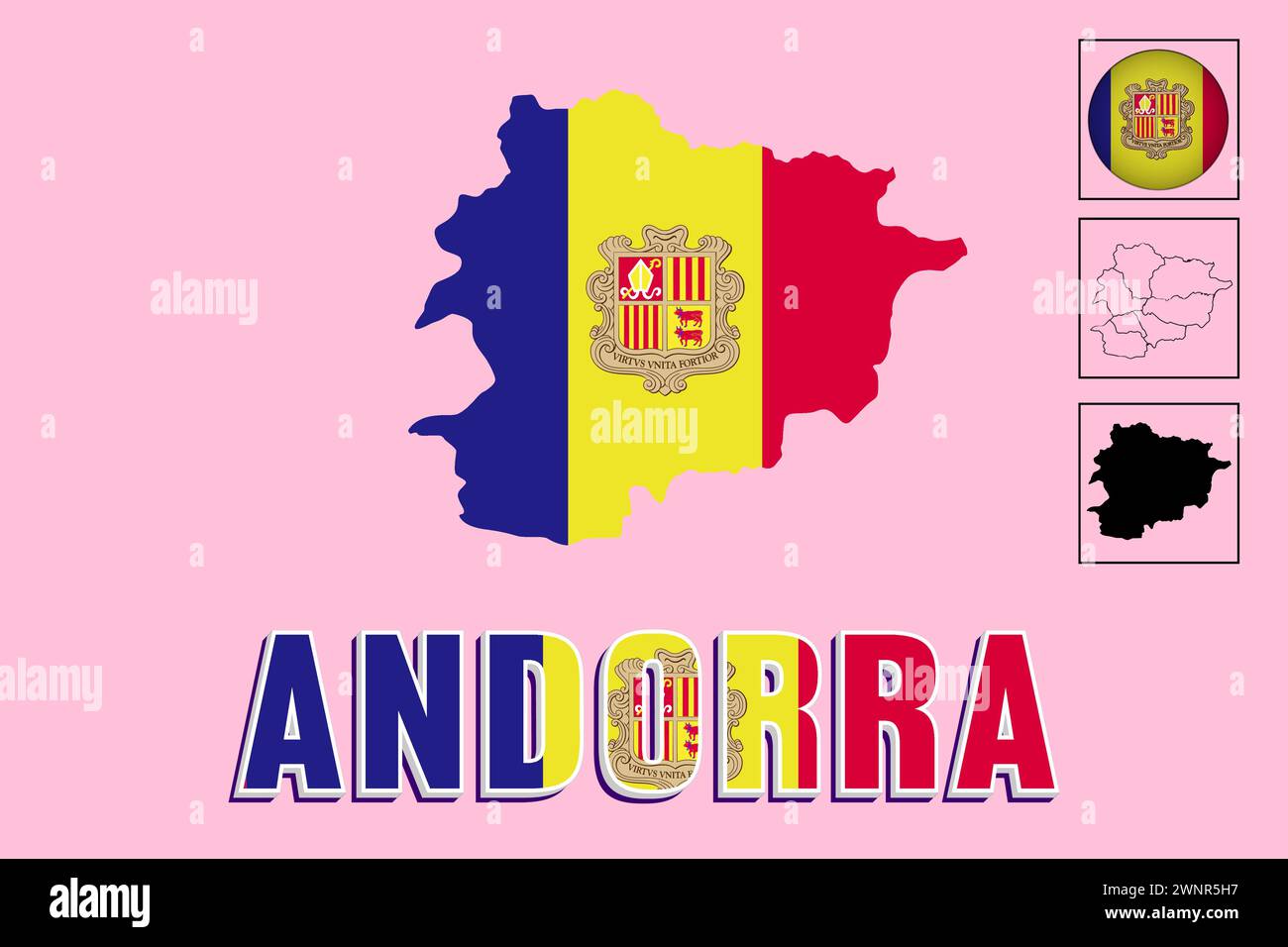 Andorra vector silhouette map hi-res stock photography and images - Alamy