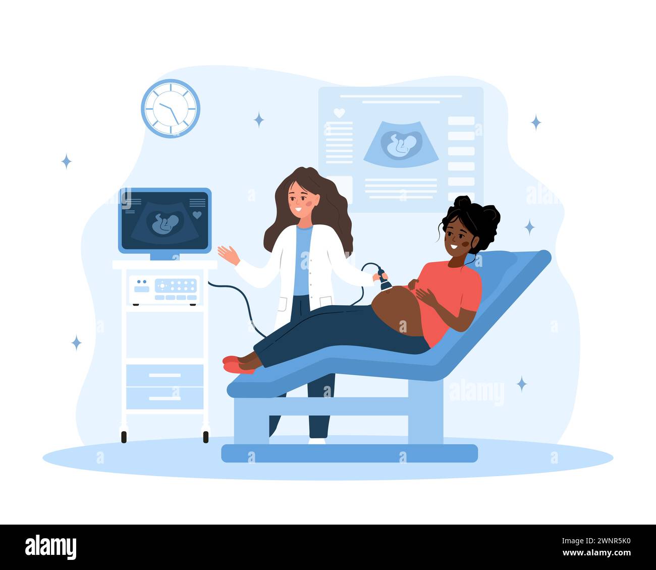 Ultrasound pregnancy screening concept. Female doctor doing fetus ...