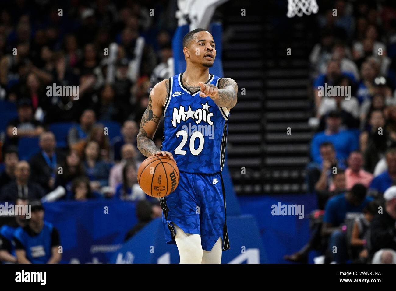 Orlando Magic guard Markelle Fultz (20) brings the ball up the court ...