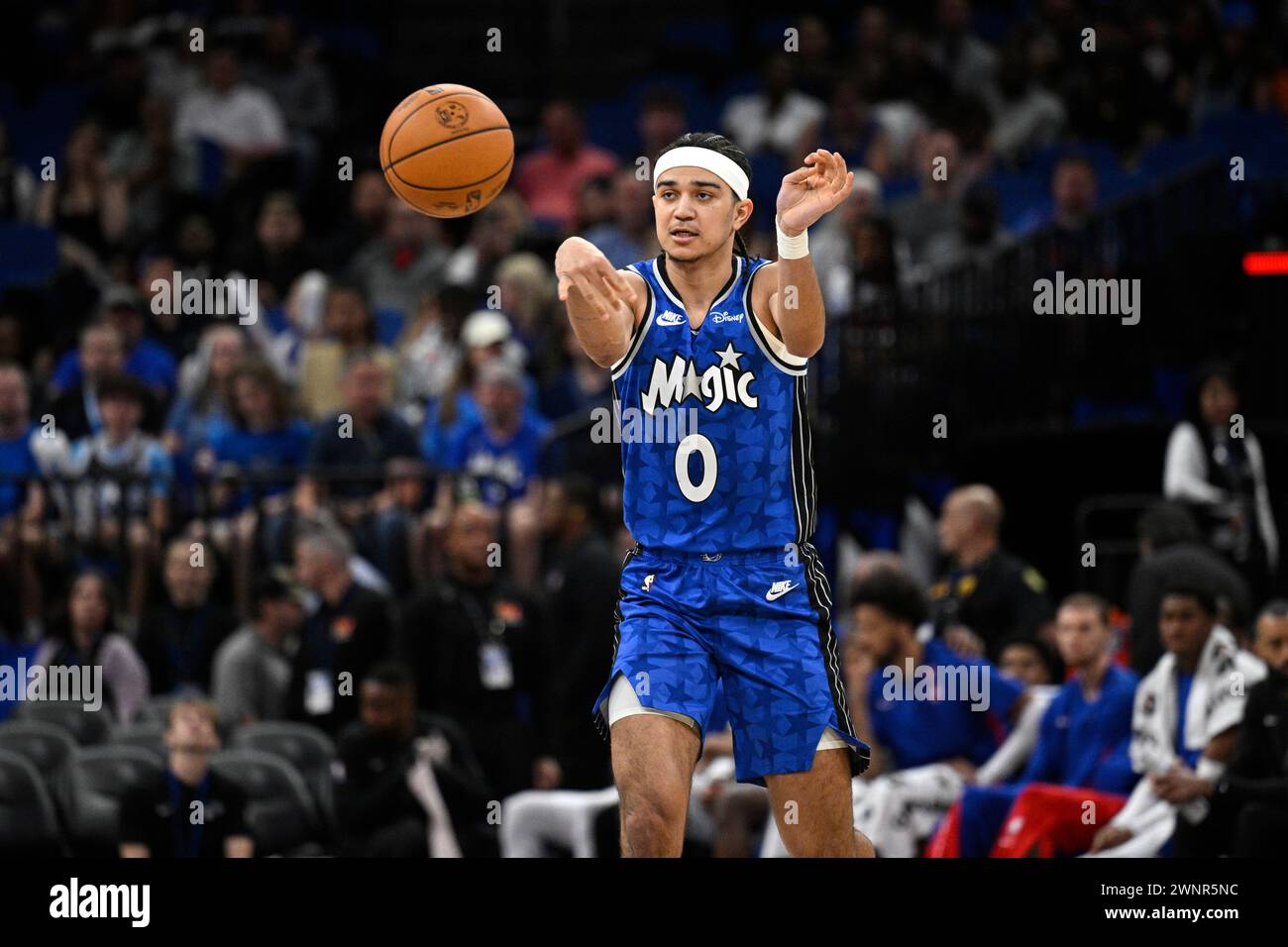 Orlando Magic guard Anthony Black (0) passes the ball during the second ...