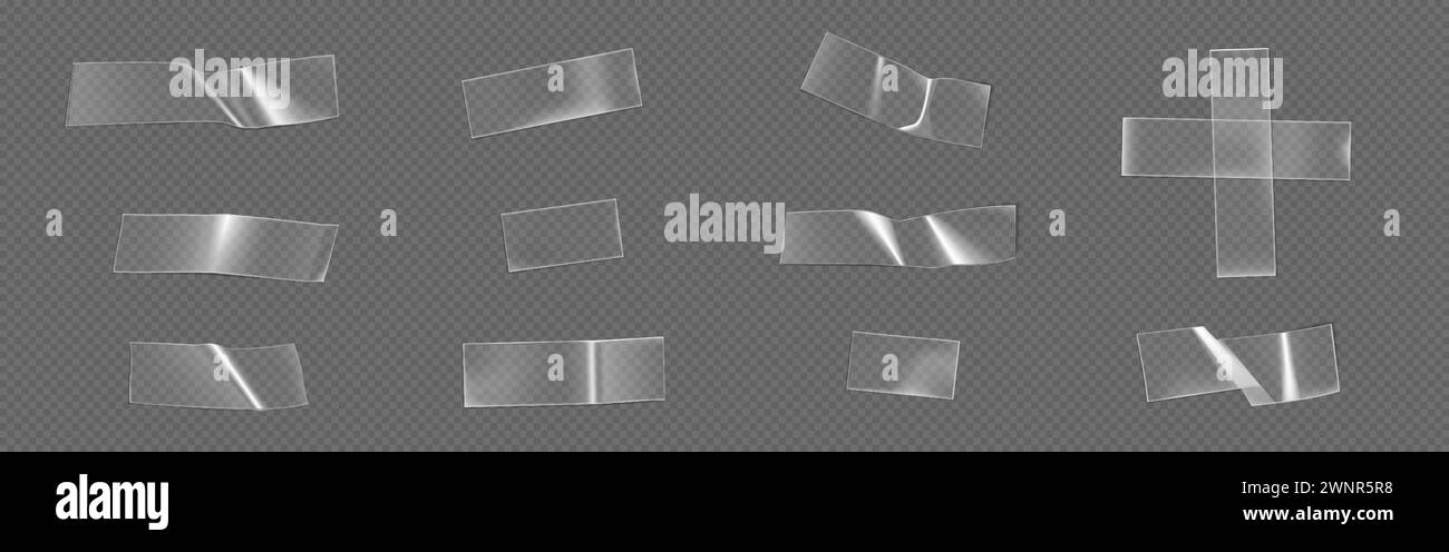 Transparent adhesive plastic cut tape patch. Realistic vector ...