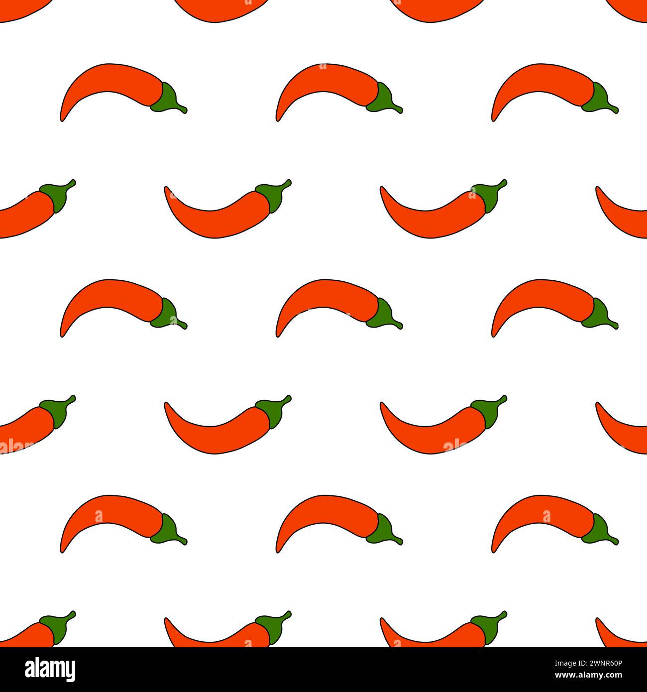 Red Chili Peppers seamless pattern. Spicy Food background. Kitchen ...
