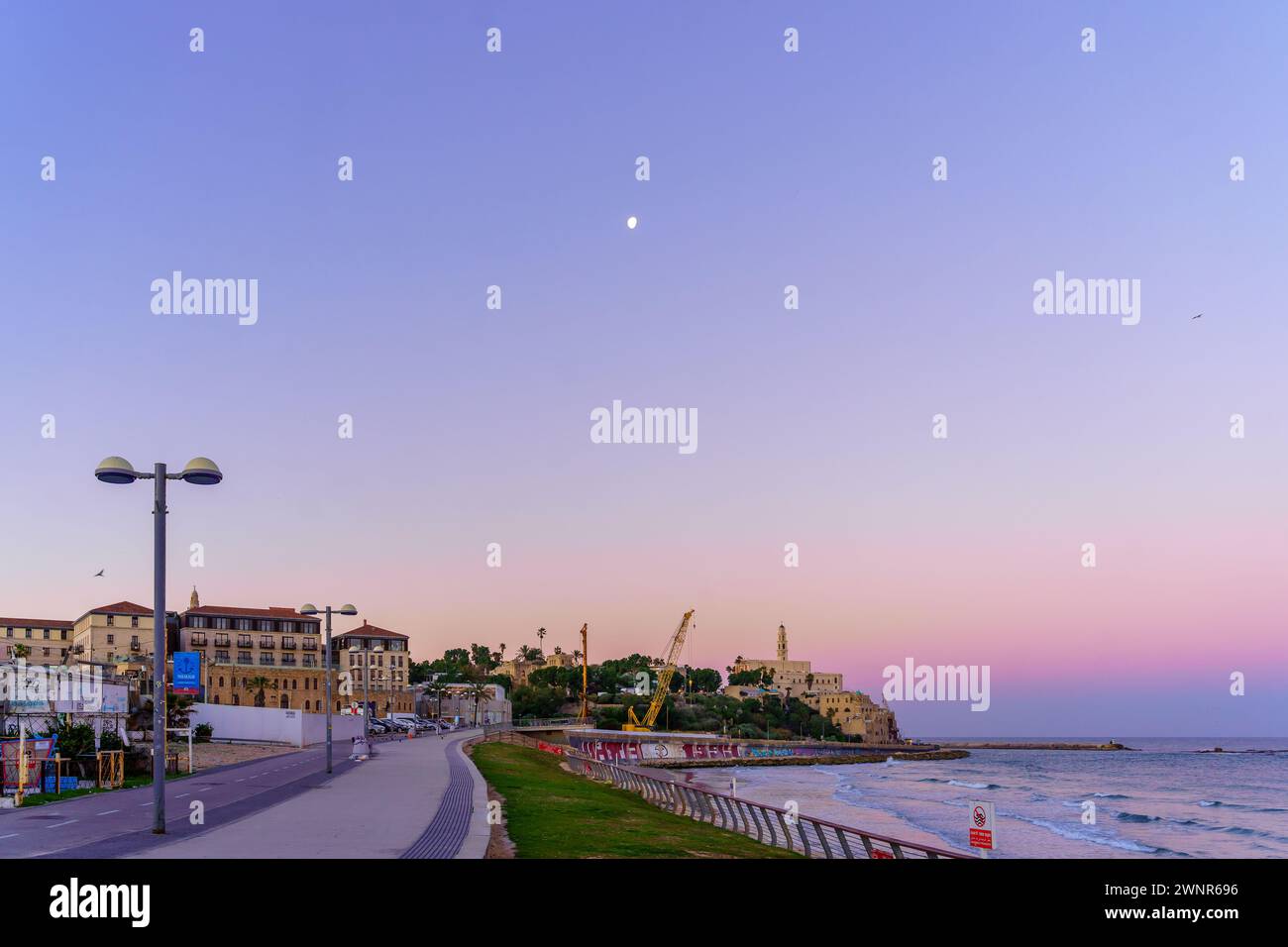Tel-Aviv, Israel - February 29, 2024: Sunrise view of the promenade ...