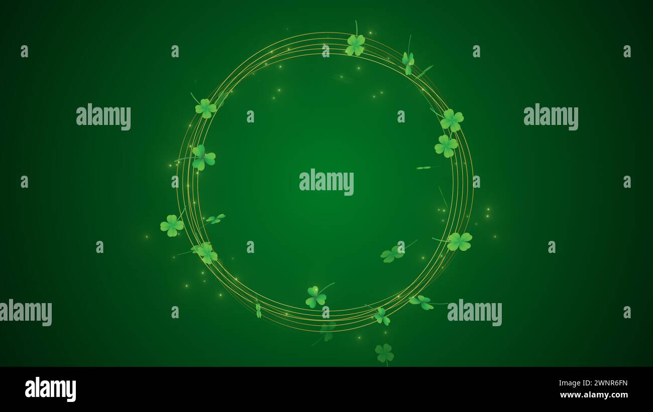 Saint patricks day Gold circle border frame with shamrocks Stock Photo ...