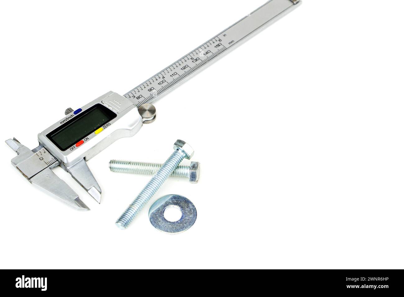Calipers with bolts and washer on an isolated white background Stock ...