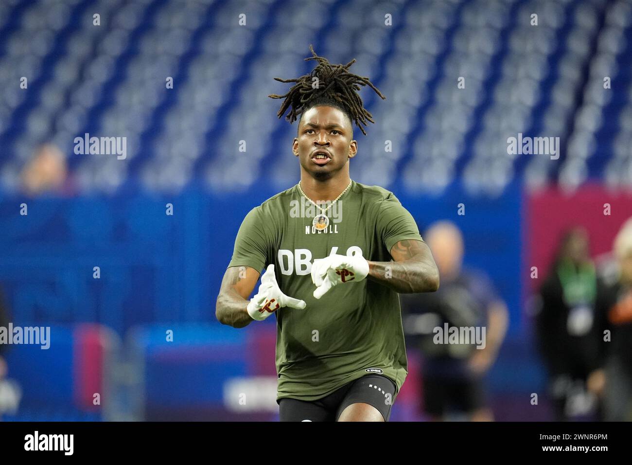 Southern California defensive back Calen Bullock runs a drill at the ...