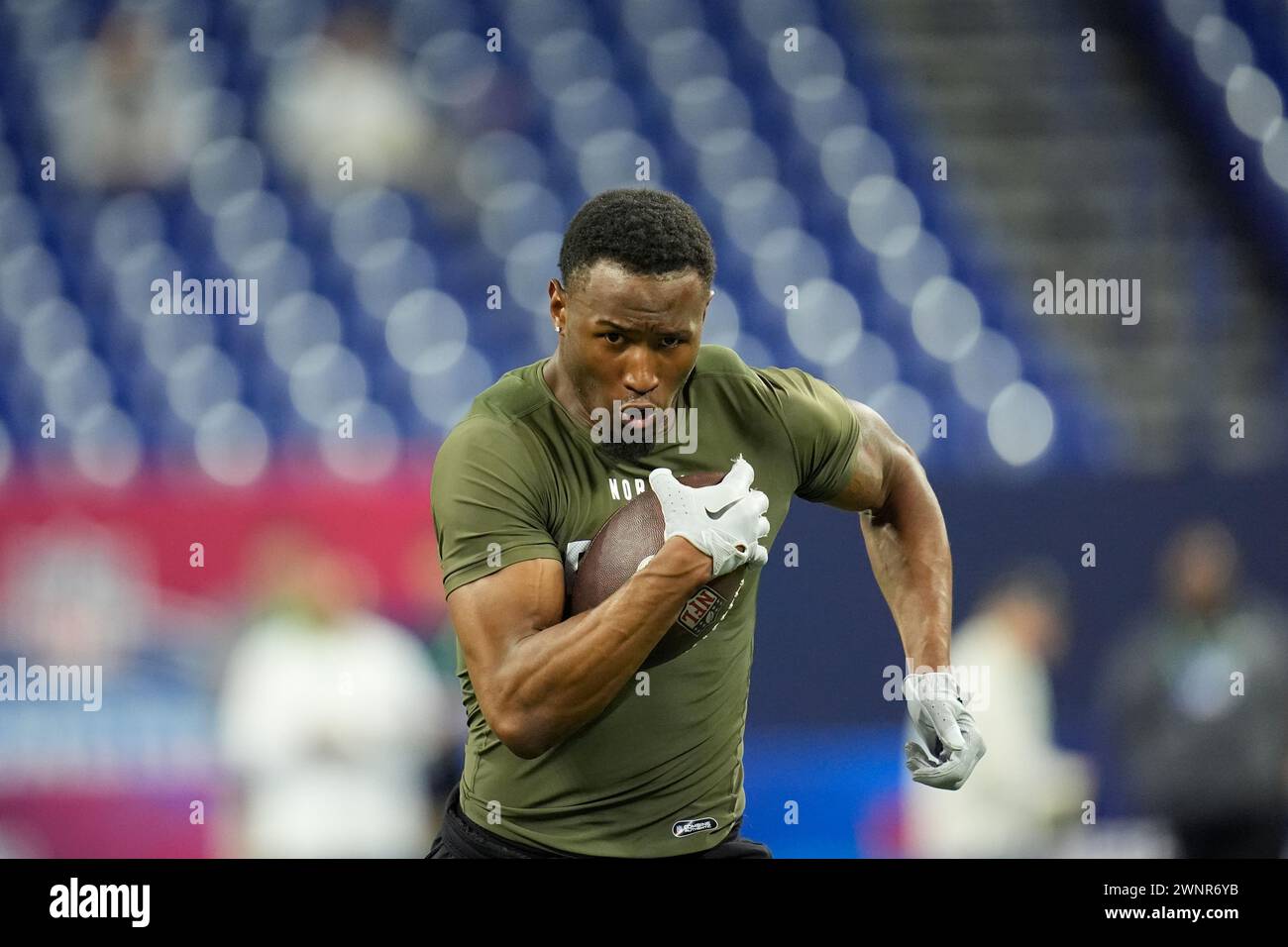Minnesota defensive back Tyler Nubin runs a drill at the NFL football ...