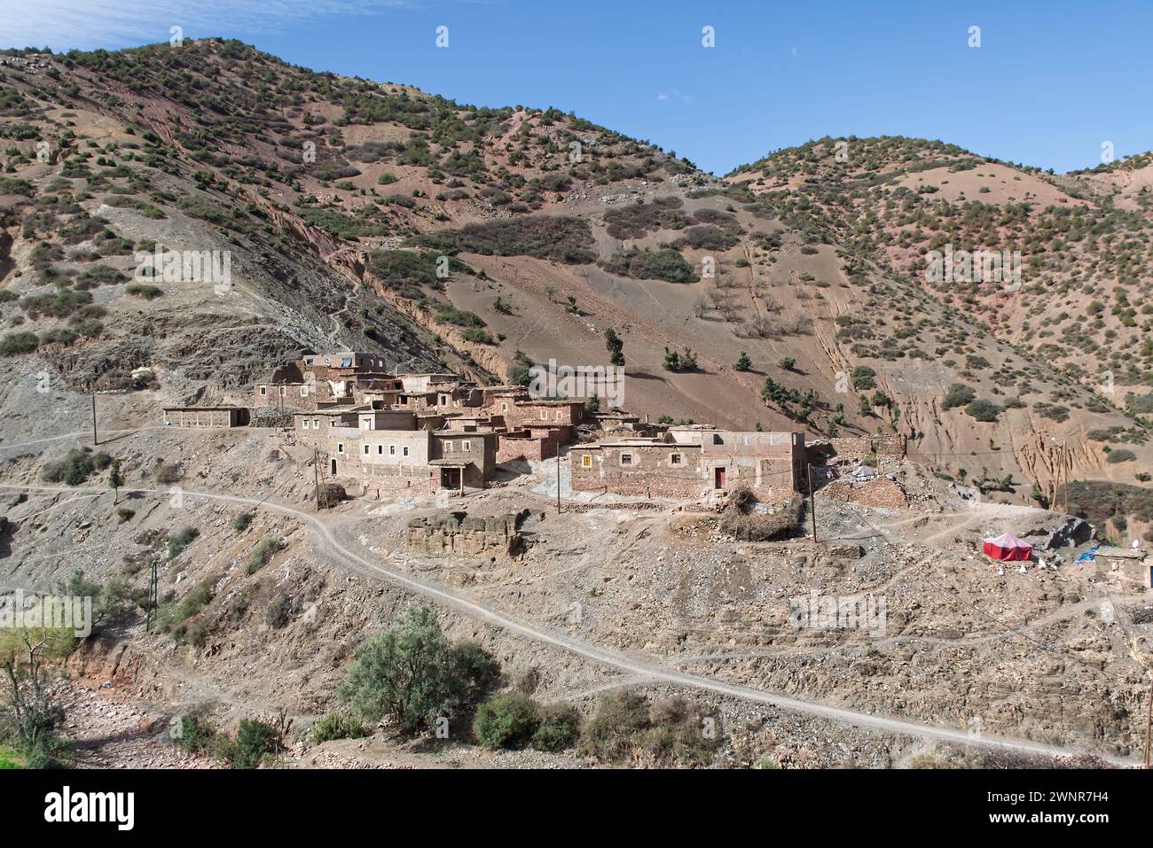 Moroccan village in Atlas Mountains Morocco near Marrakech. Africa ...