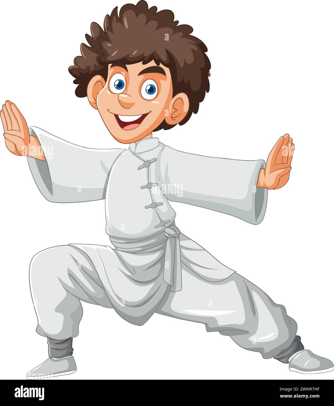 Cartoon boy practicing martial arts stance Stock Vector Image & Art - Alamy
