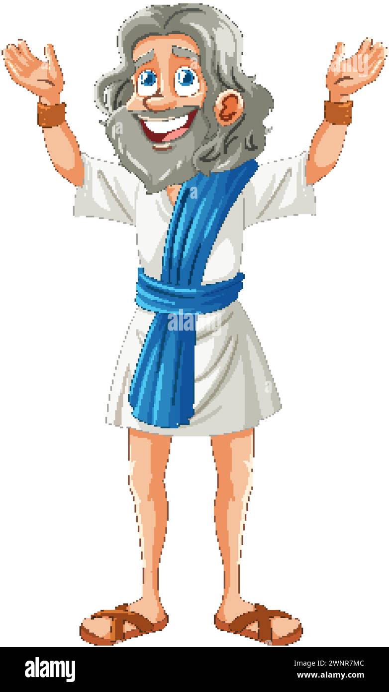 Happy cartoon philosopher in traditional Greek attire Stock Vector ...