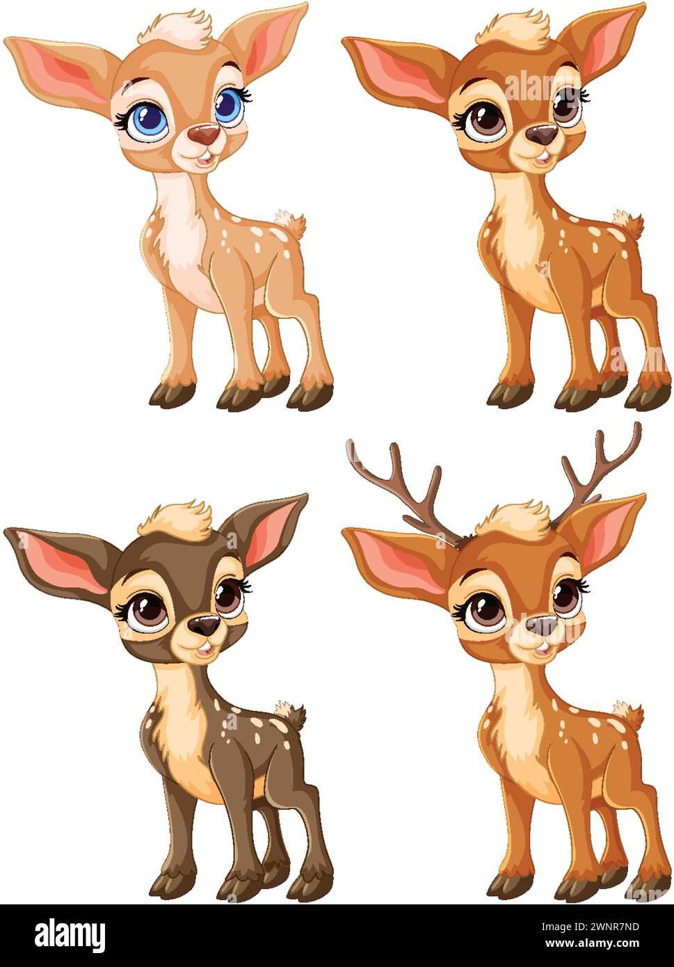 Four cute animated deer in various poses Stock Vector Image & Art - Alamy