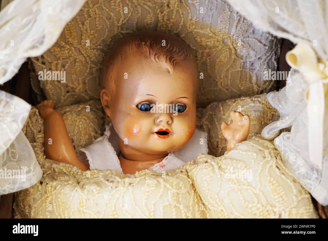old historical baby doll as very nice object Stock Photo - Alamy