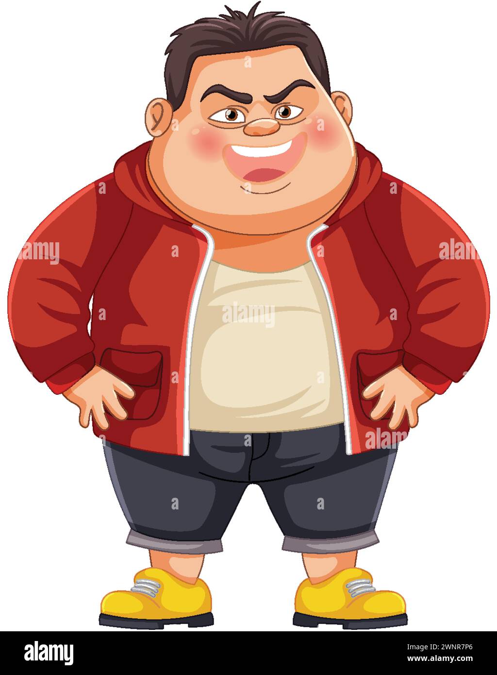Cartoon illustration of a confident, bulky man standing Stock Vector ...