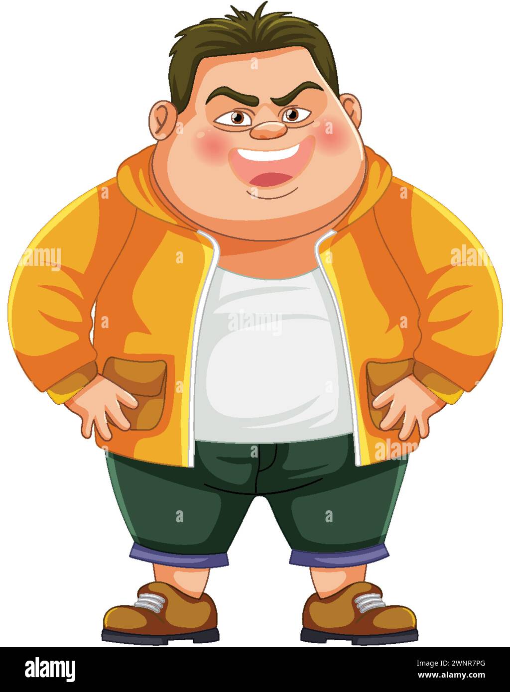 Cartoon illustration of a confident, bulky man standing Stock Vector ...