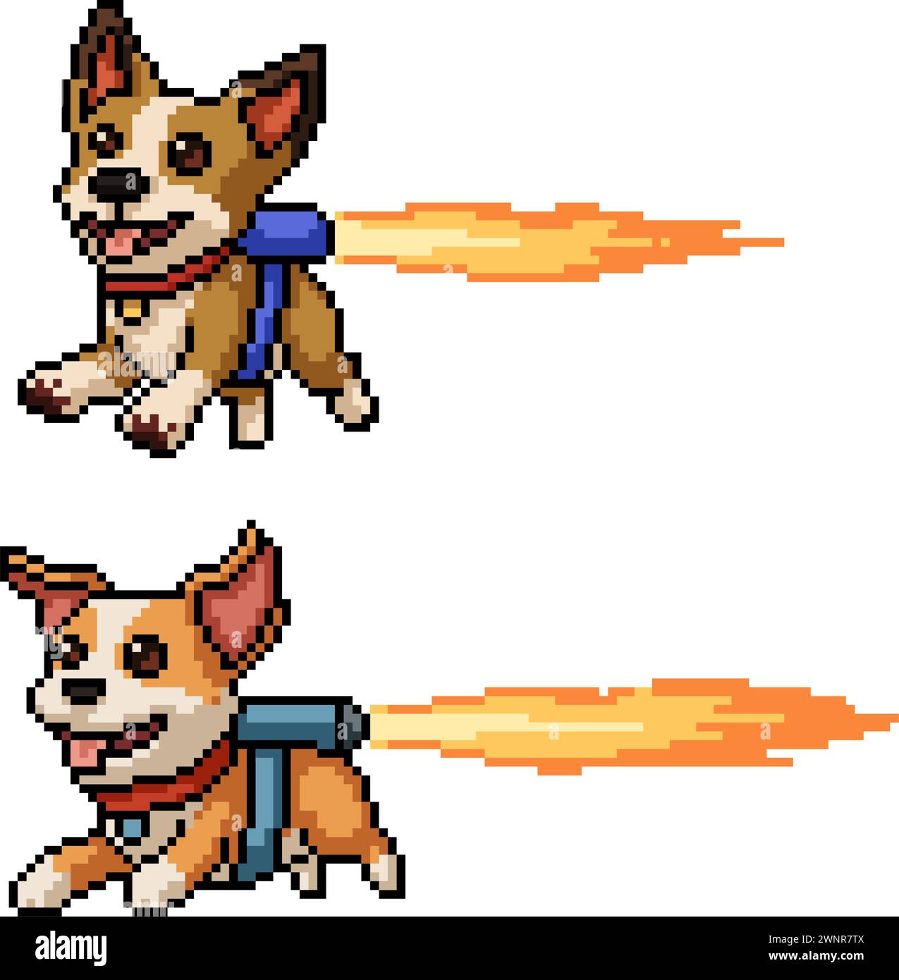 pixel art of dog fly jetpack isolated background Stock Vector Image ...