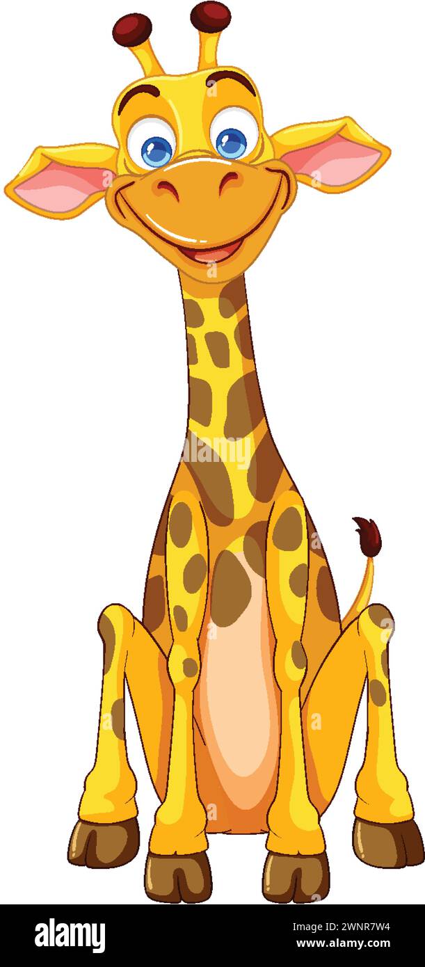 Vector illustration of a happy sitting giraffe Stock Vector Image & Art ...