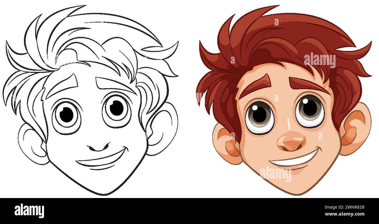 Two stages of character design, sketch and final Stock Vector Image ...