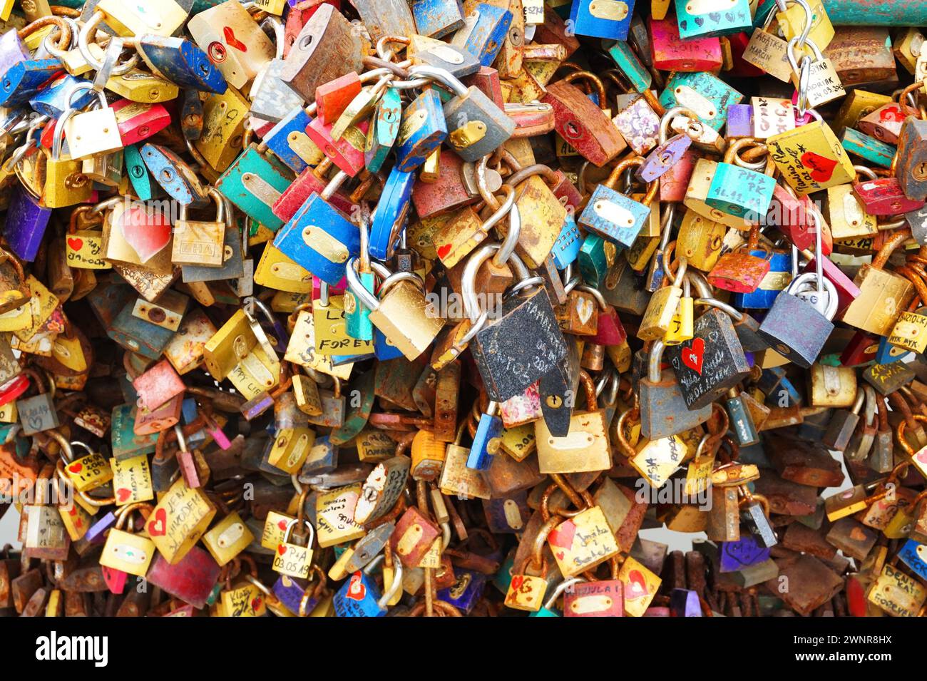 padlock texture as typical example tourist vandalism Stock Photo - Alamy