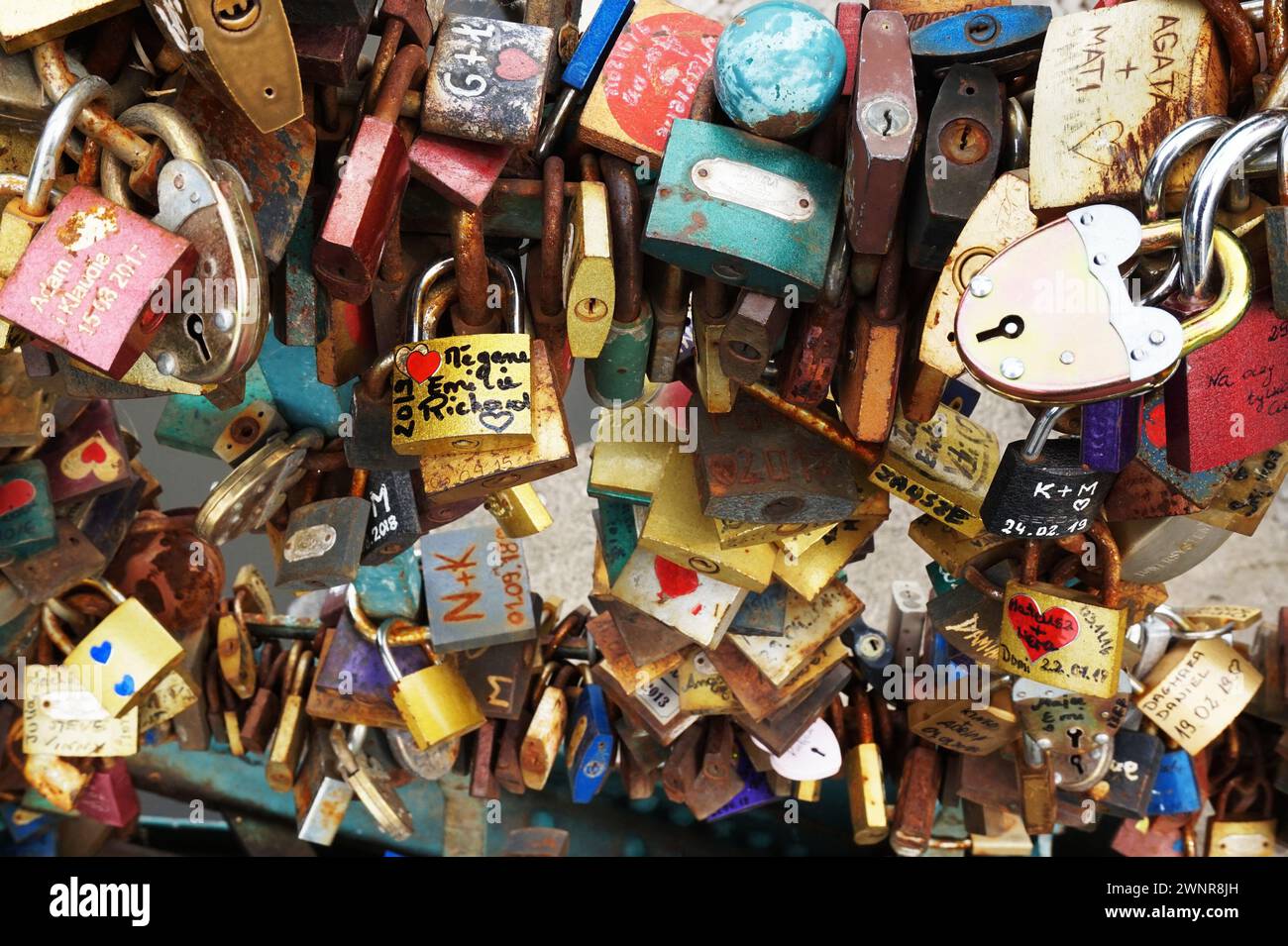 padlock texture as typical example tourist vandalism Stock Photo - Alamy