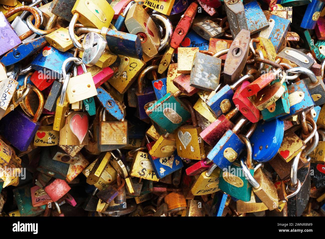 padlock texture as typical example tourist vandalism Stock Photo - Alamy
