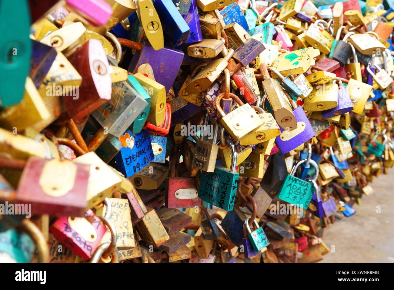 padlock texture as typical example tourist vandalism Stock Photo - Alamy