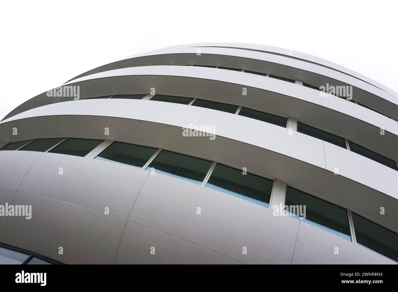 Facade of a modern building of rounded shape in Wroclaw as modern ...