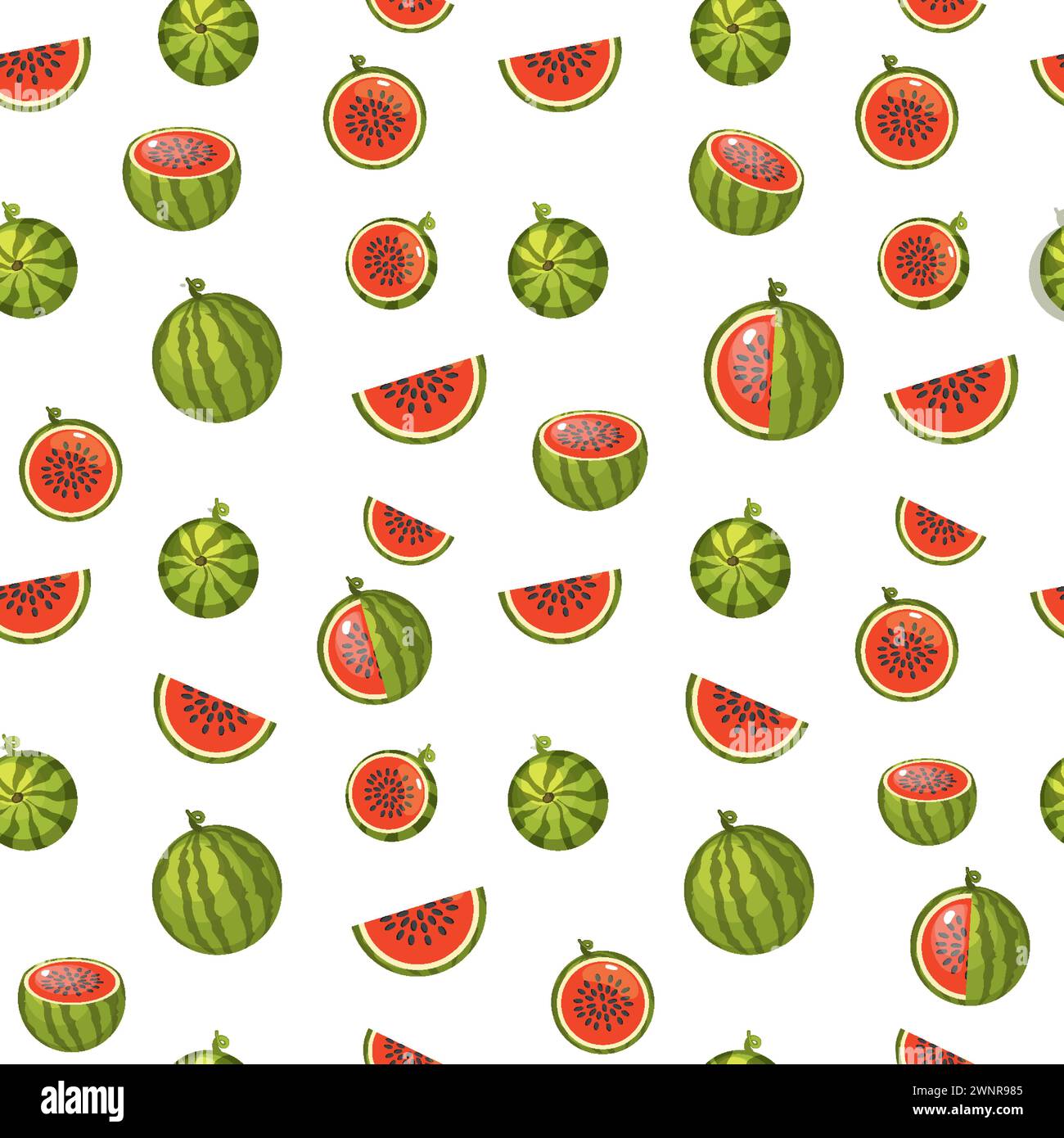 Pattern of watermelon and slices, Seamless background Stock Vector ...