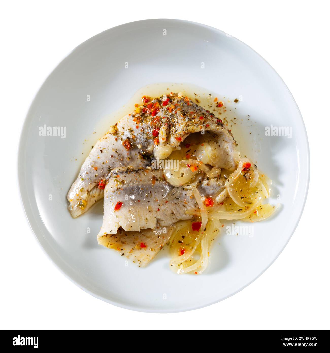 Herring fillet is cooked with spicy salt curing Stock Photo - Alamy