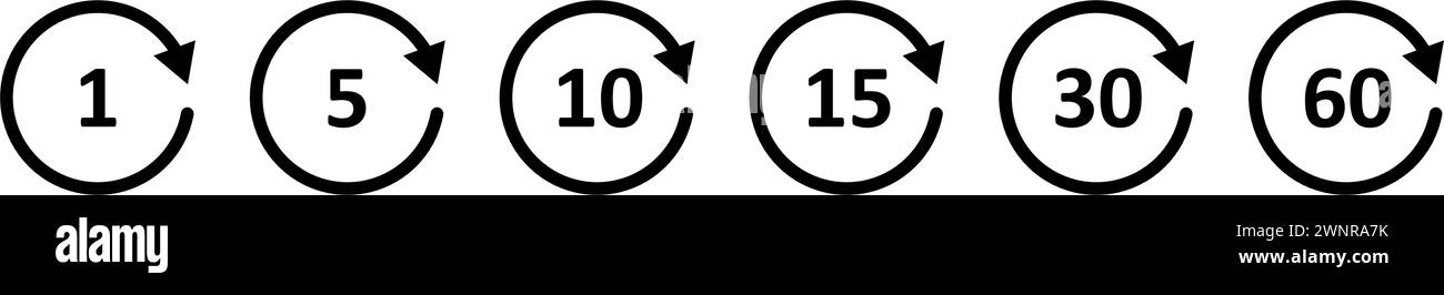 Rewind 5, 10, 15, 30, 60 second icon. Circle arrow icon. Replay or next ...