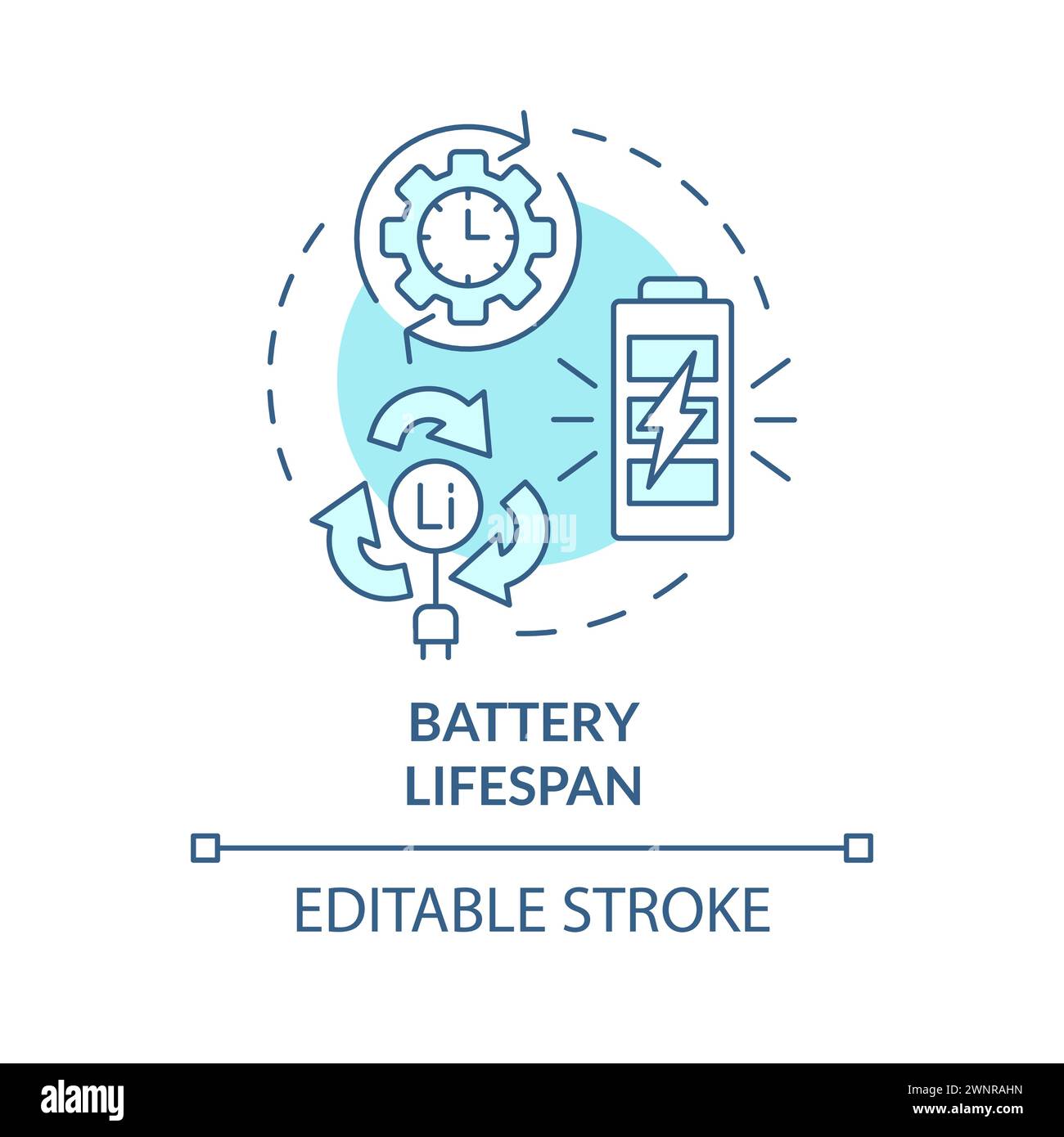 Battery lifespan soft blue concept icon Stock Vector Image & Art - Alamy