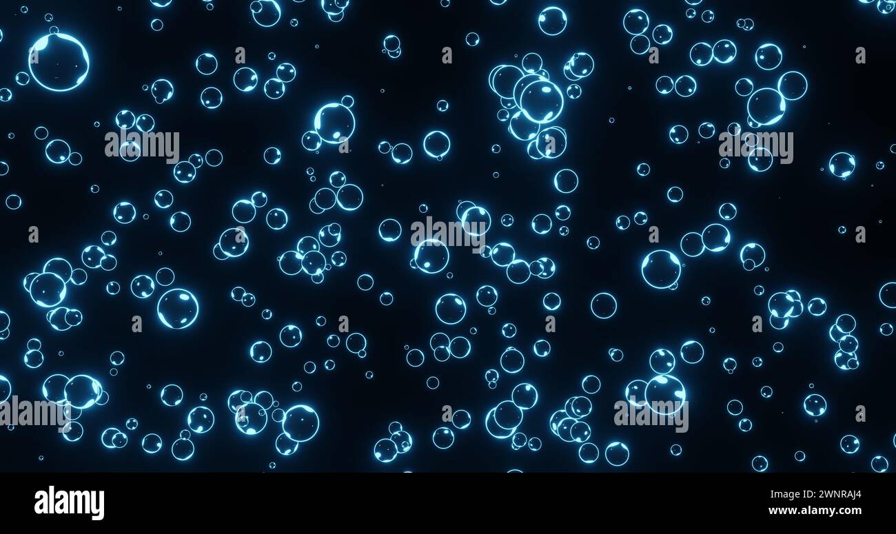 Neon bubbles fly and glow on a black background Stock Photo - Alamy