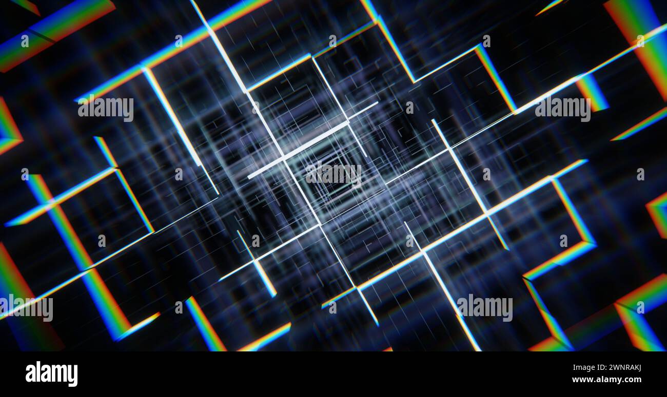 Background with digital grid moving in space, digital age concept, data code, decryption and ...