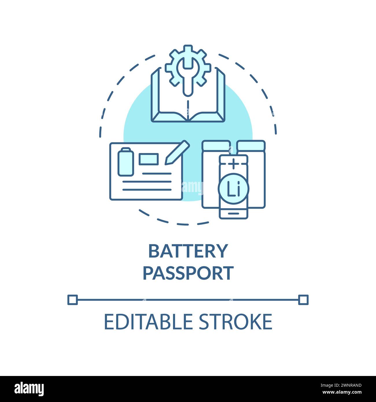 Battery passport soft blue concept icon Stock Vector Image & Art - Alamy