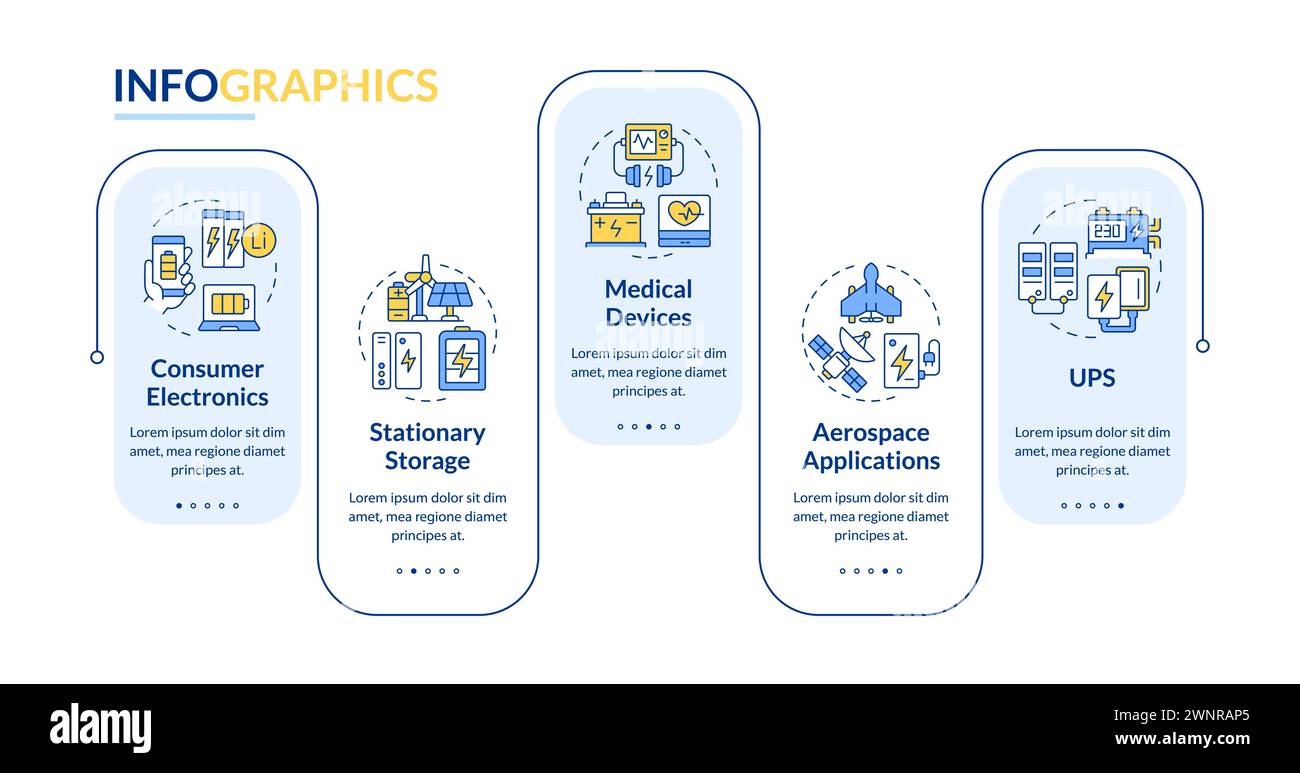 Energy storage consuming demand rectangle infographic template Stock ...