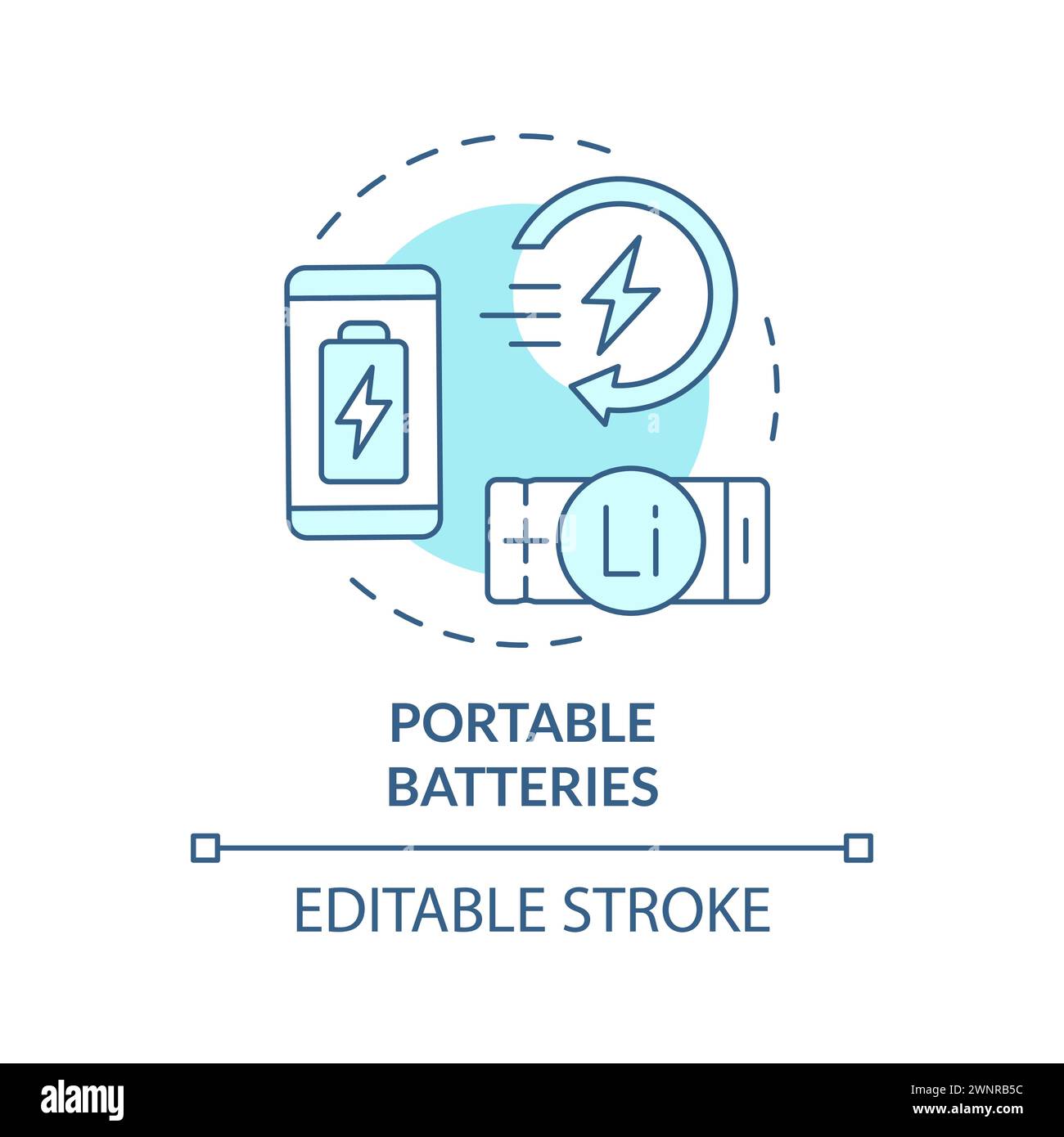 Portable batteries soft blue concept icon Stock Vector Image & Art - Alamy