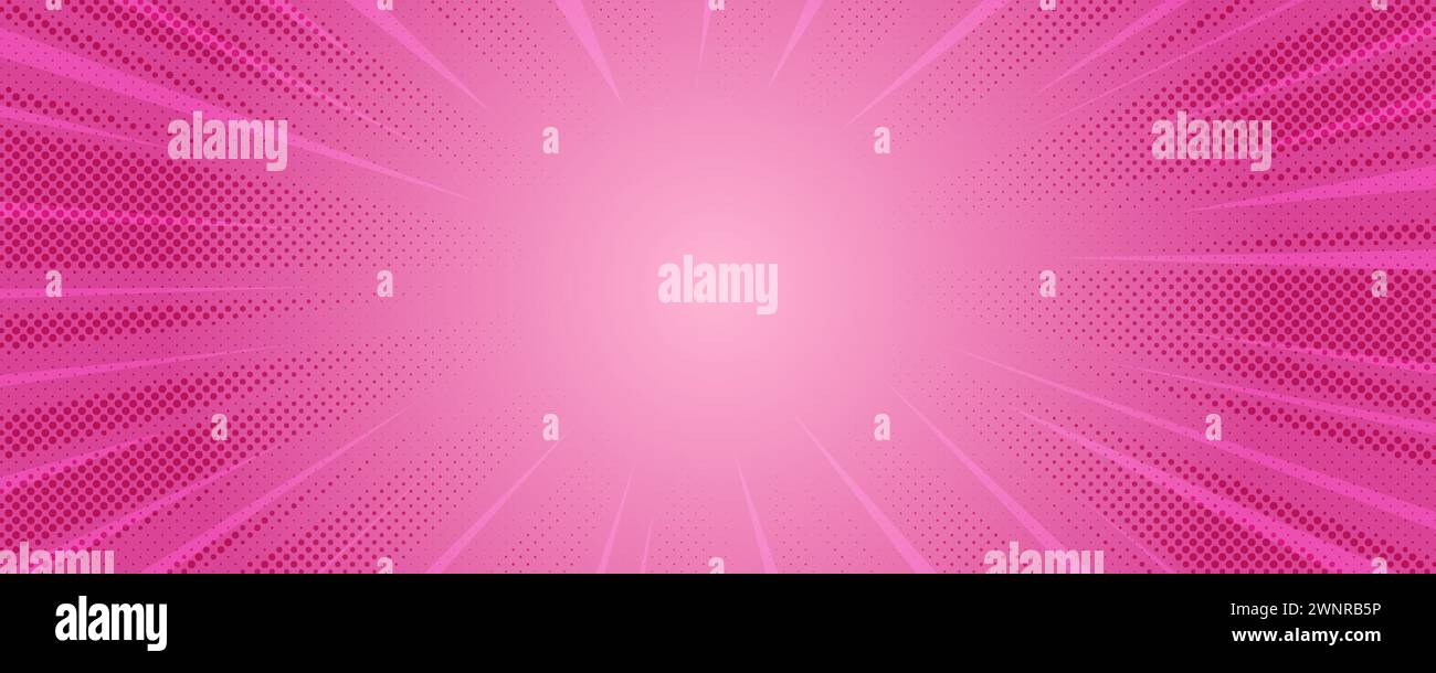 Pink comic background. Cartoon pop art burst rays pattern. Abstract ...