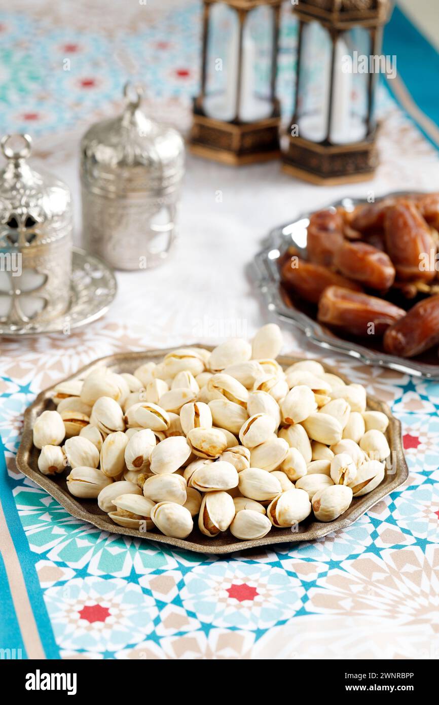 Pistachio Nuts with Dates Fruit for Takjil Ramadan Breaking the Fast ...