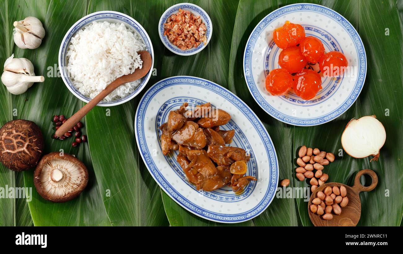 Zongzi Ingredient Preparation, Delicious Traditional Rice Dumpling Food ...
