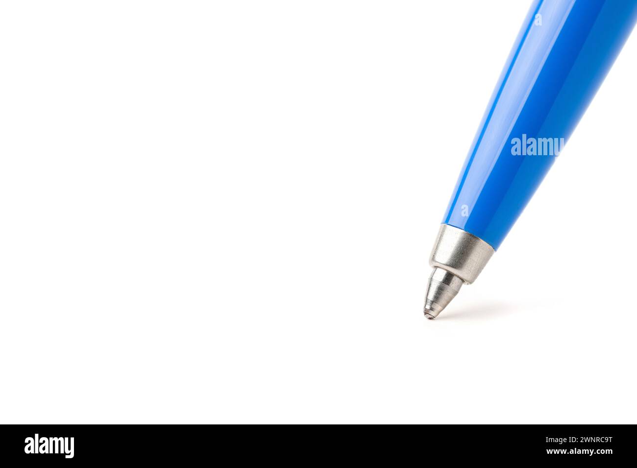 Blue plastic and metal ballpoint pen on white isolated background Stock ...